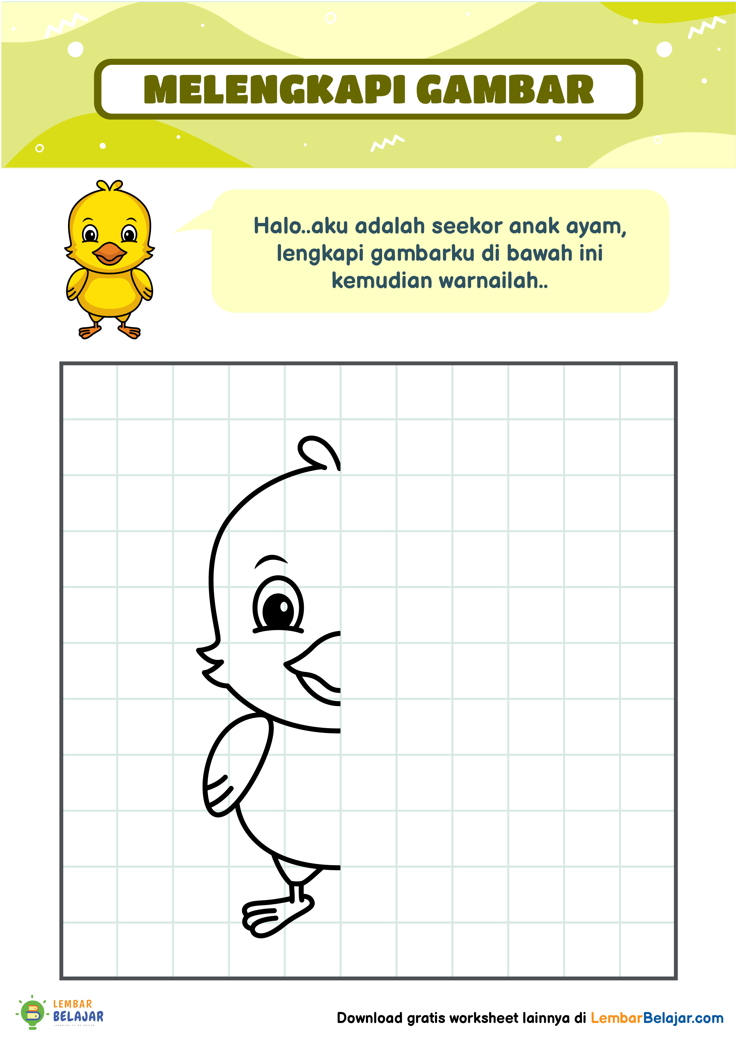 Worksheet Melengkapi Gambar Anak Ayam - Lembar Belajar - Lembar Belajar ...